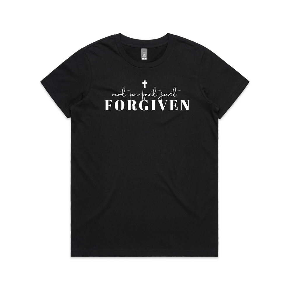 Not Perfect Just Forgiven (Women's T-Shirt) FRONT – Eleison Co